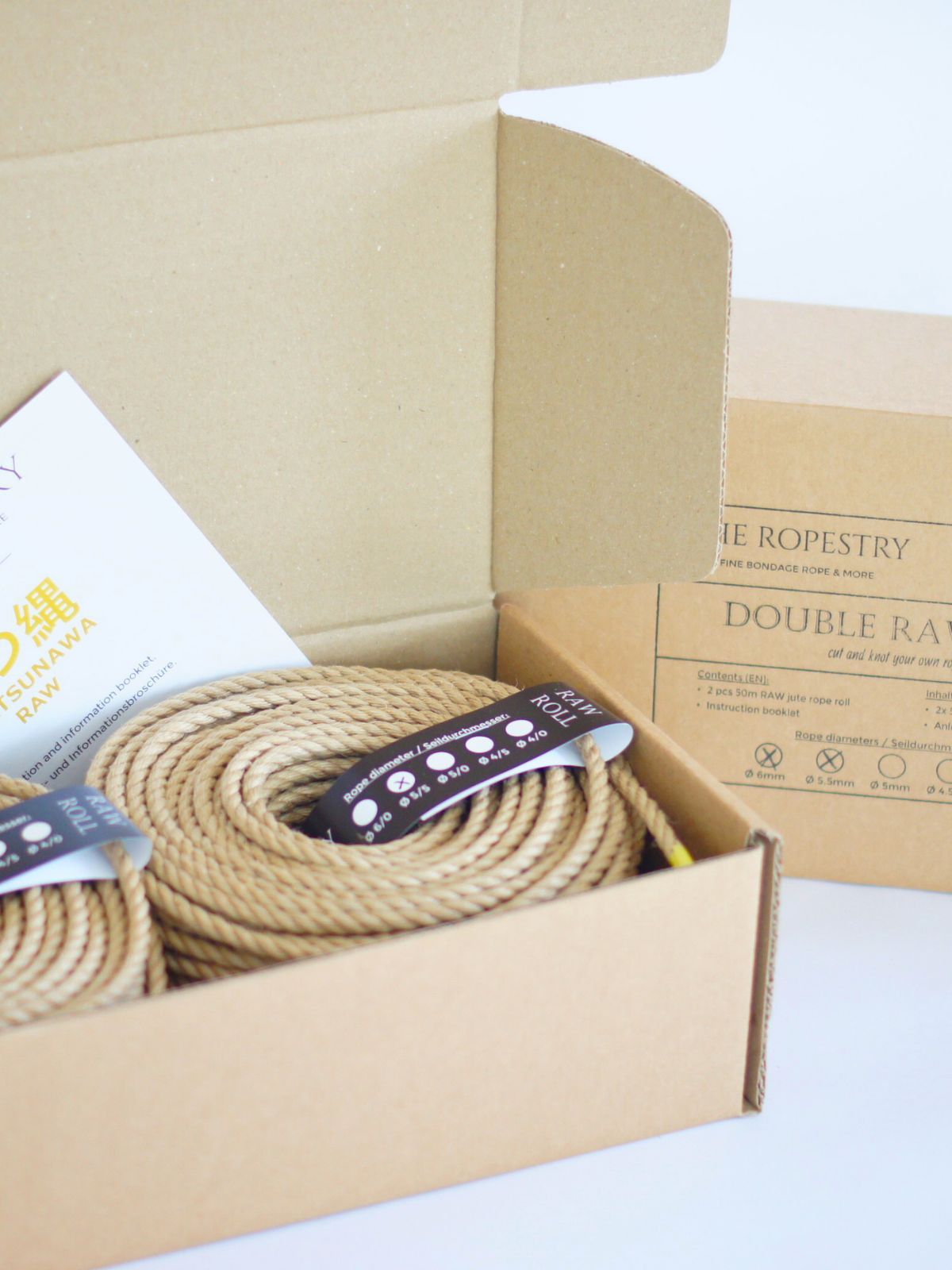DOUBLE RAW ROLL - 2x 50m finest jute rope for bondage for DIY processing